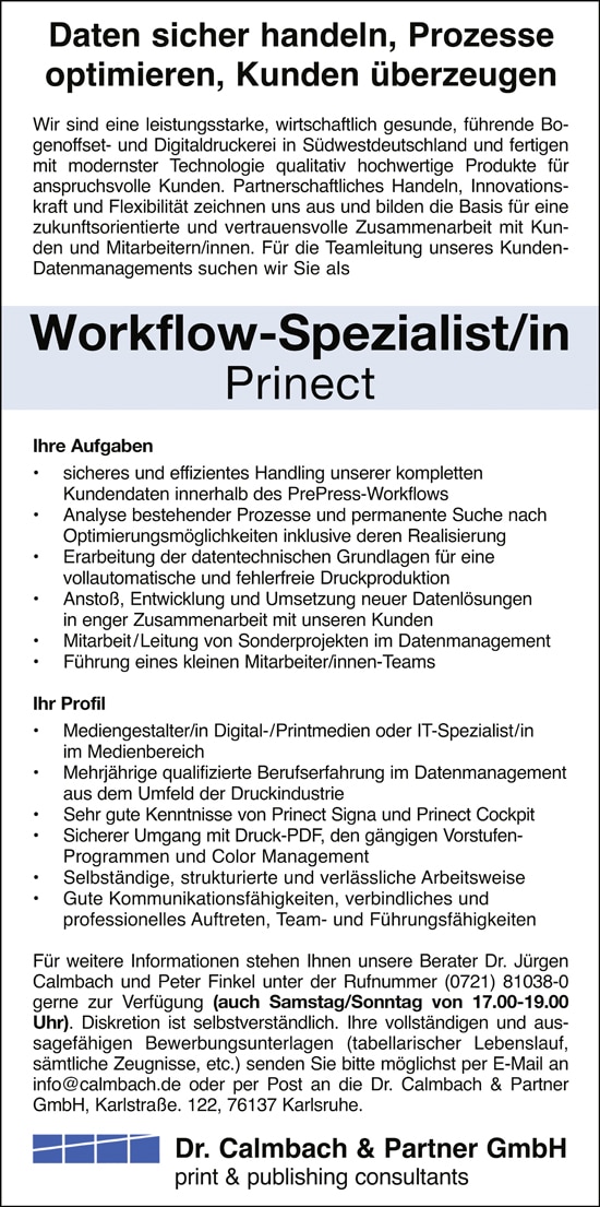 Workflow-Spezialist/in Prinect › Print.de